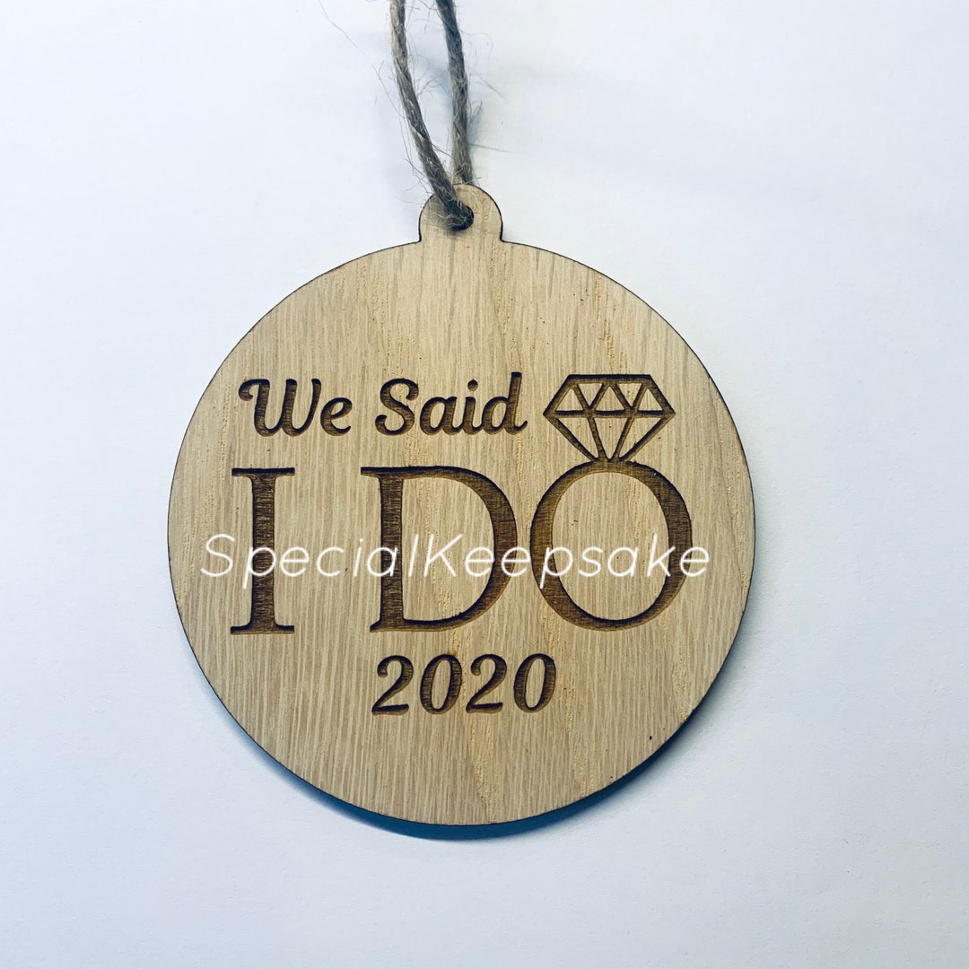 Wooden Round Bauble We Said I DO 2024 2025 Christmas Tree Decoration ...