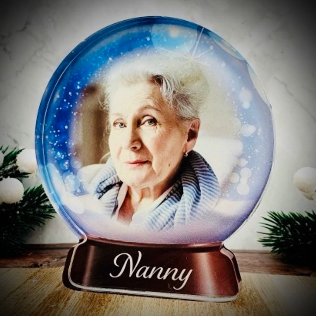 Personalised Standing Snow Globe 10cm Photo Memory Christmas Decoration ...