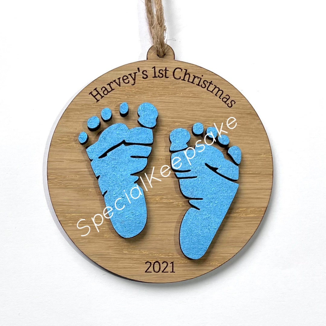 Personalised Wooden Baby's First Christmas Bauble Decoration 2024 ...