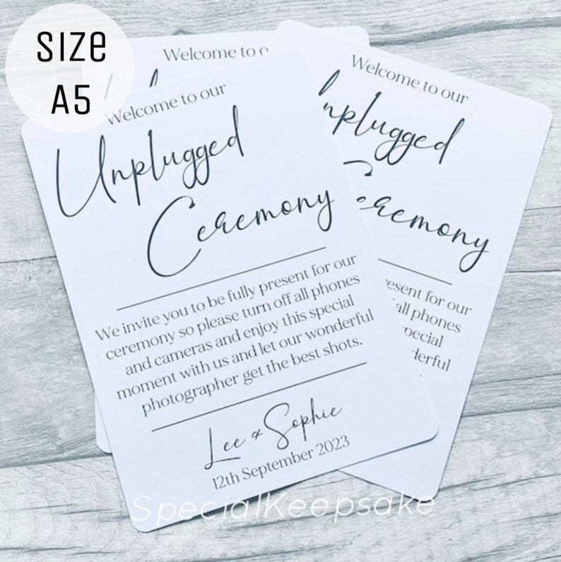 Personalised A5 A6 Unplugged Ceremony Wedding Card Polite - Etsy