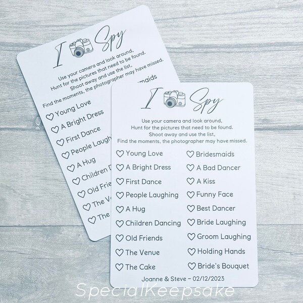 I Spy Wedding Reception Game - Etsy
