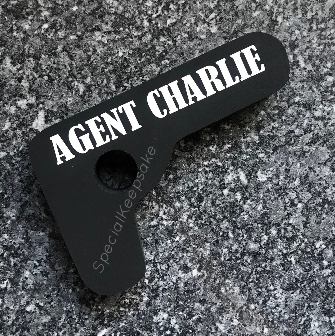 Ring Security Black FBI Wooden Toy Gun Personalised Name Ring Bearer ...