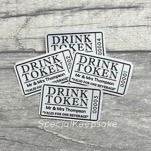 White Kraft Wedding Drink Tokens Free Alcohol Bride Groom Mr - Etsy UK