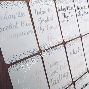 Metallic Silver & White Set of 15 Wedding Milestone Cards - Etsy UK