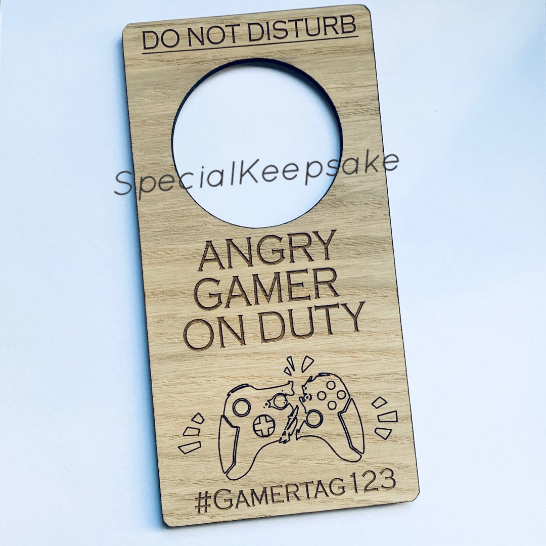 Personalised Angry Gamer on Duty Door Hanger Sign Novelty Gift Gaming ...