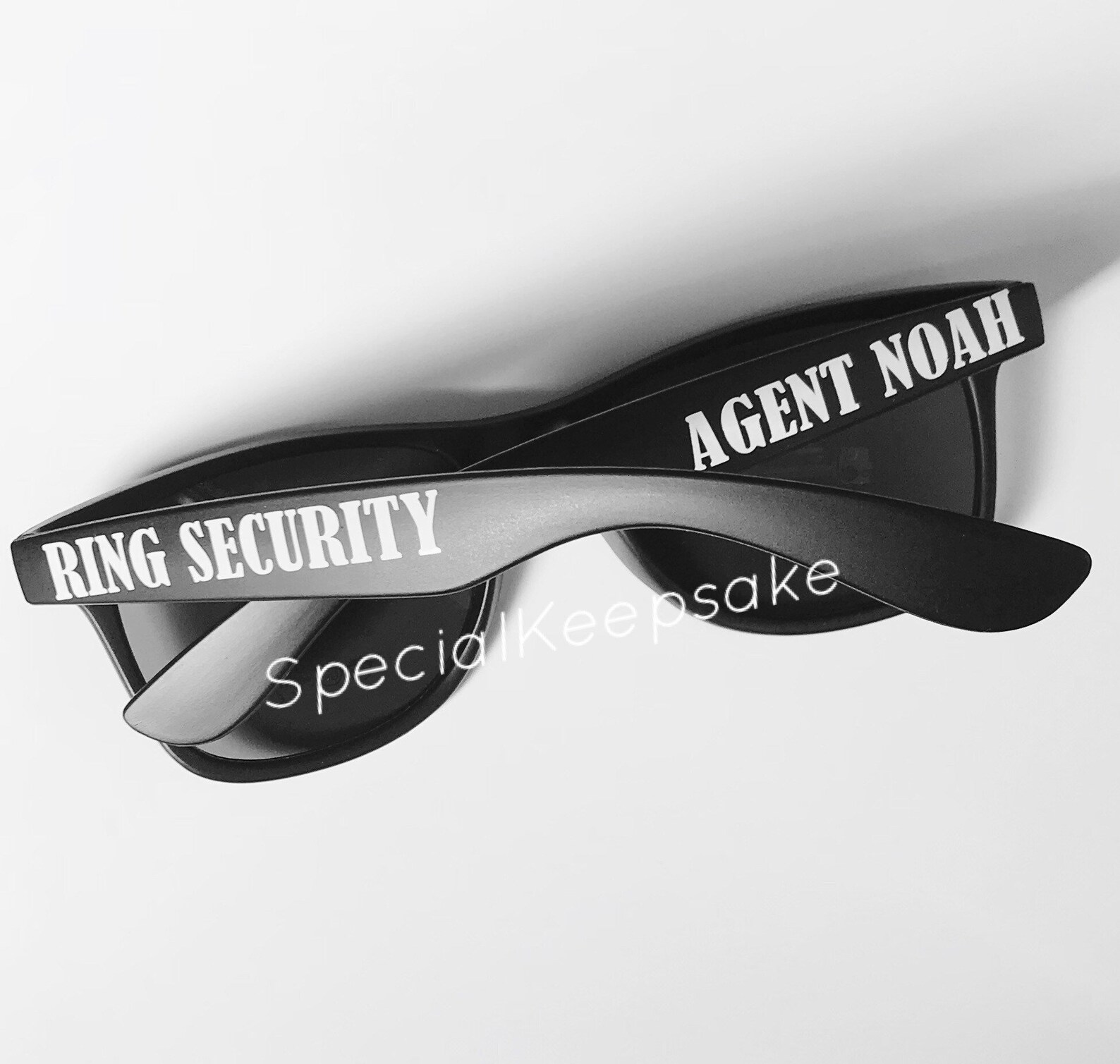 NOVELTY Ring Security Black FBI Glasses Personalised Name Ring - Etsy UK