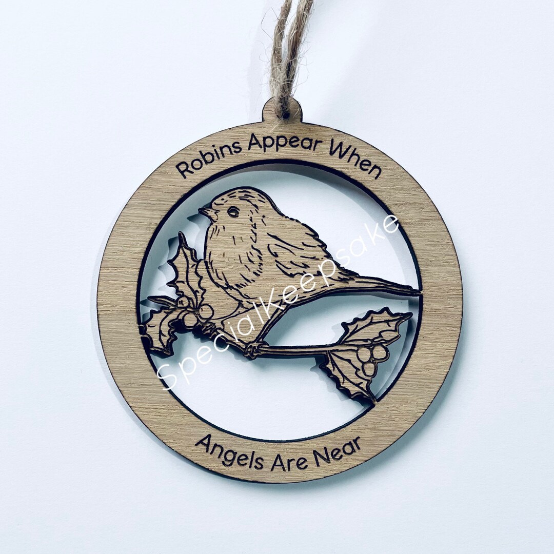 Round Wood Robins Appear When Angels Are Near Engraved - Etsy