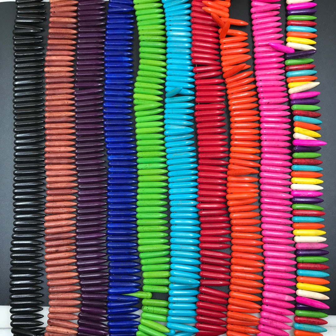 Colorful Howlite Spike Beads, Turquoise Tusk Pendants, Jewelry Making ...