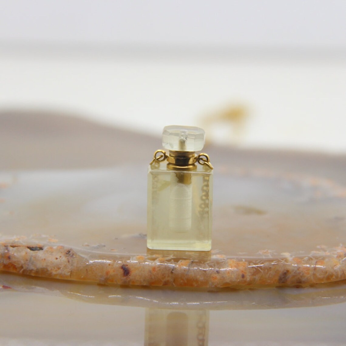 Gemstone Perfume Bottle Pendant Necklace, Essential Oil Diffuser - Etsy