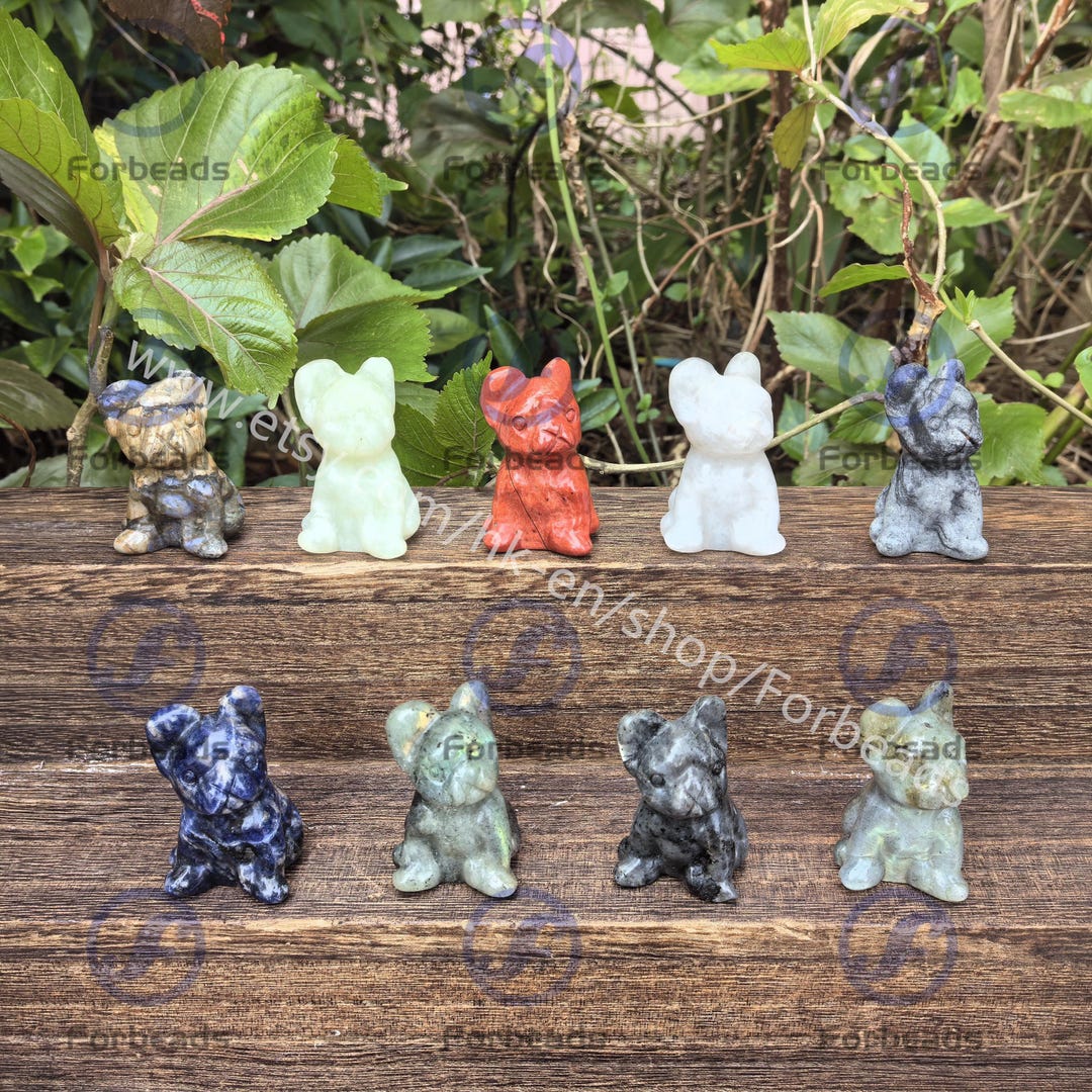 Labradorite Bulldog Statue, Carved Gemstone Dog Figurine, 1.5" - Etsy