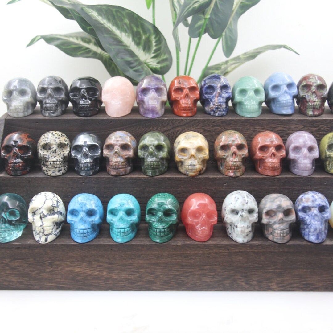 2 Inches Natural Gemstone Carved Skull Figurine Home Decor,labradorite ...