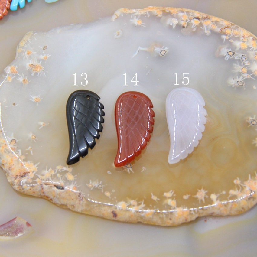 3-10pcs 15x30mm Carve Gemstone Angel Wing Pendants | Etsy