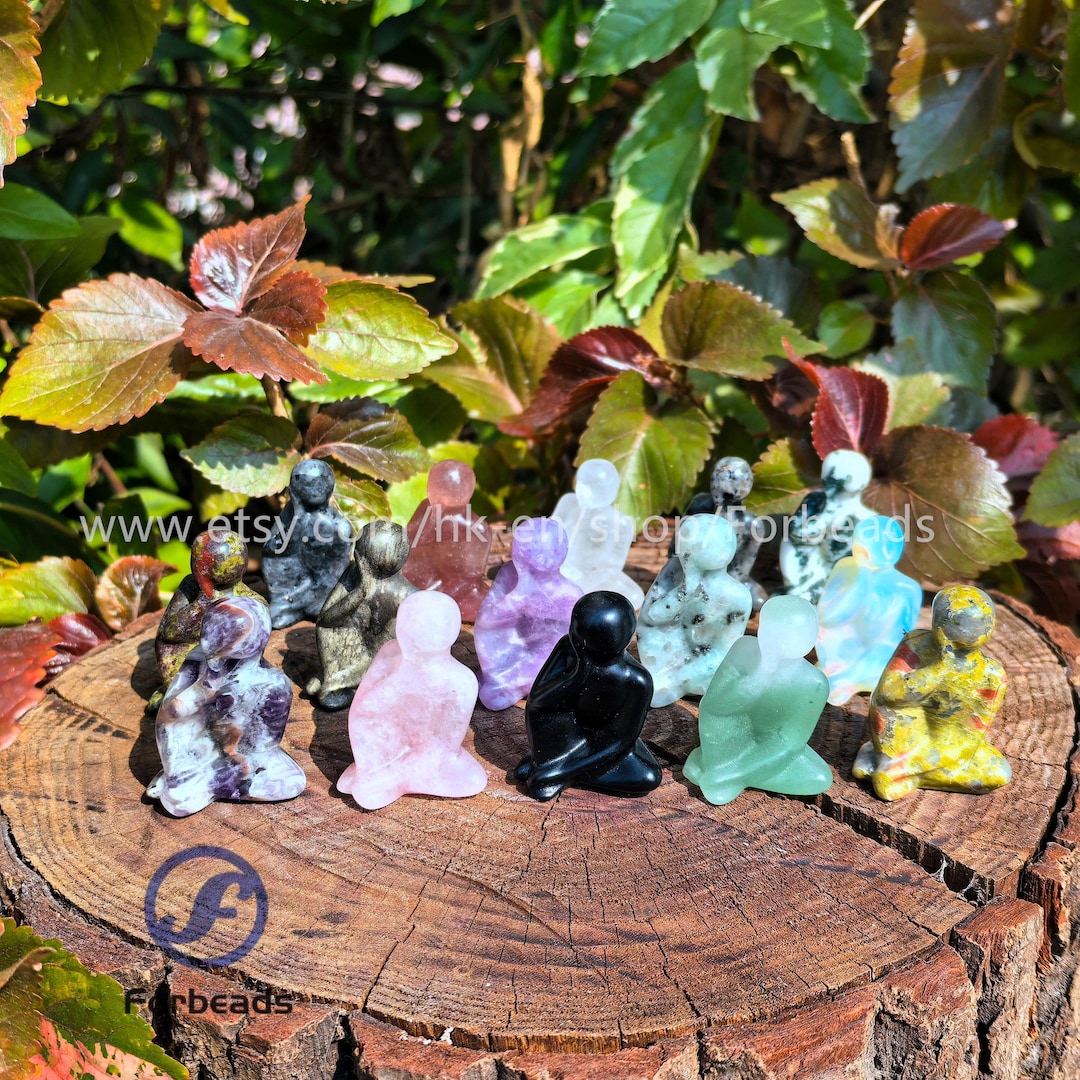 Gemstone Thinker Man Statue, Crystal Quartz Contemplative Figurine ...