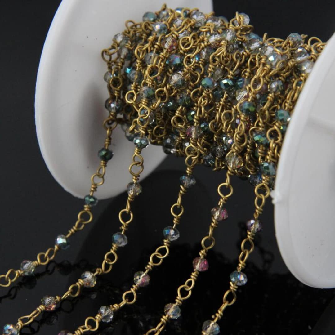 2x3mm Bulk Glass Chains Findingsmystic Titanium Rainbow Glass - Etsy