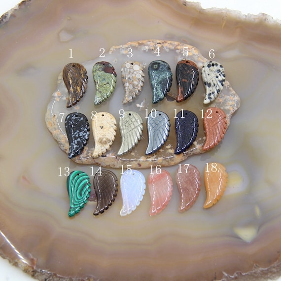 3-10pcs 15x30mm Natural Gemstone Carve Angel Wing Pendants - Etsy