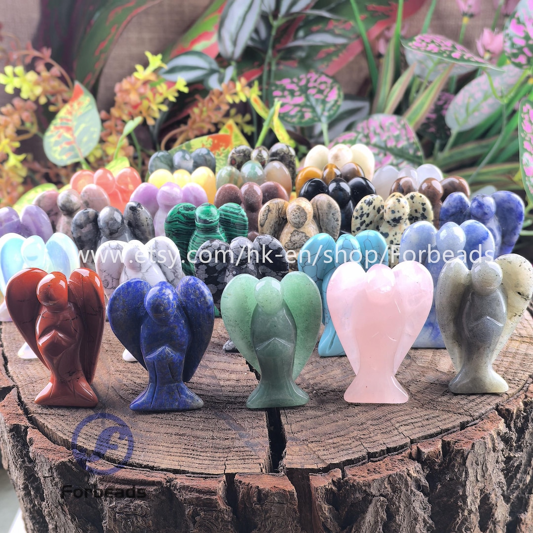 44 Stone Choice,2 Inches Gemstones Carved Angel Figurine Home Decor ...