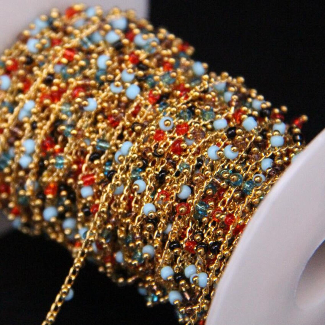 Multicolor Glass Glass Bead Chains Jewelry Findingstiny Cube - Etsy