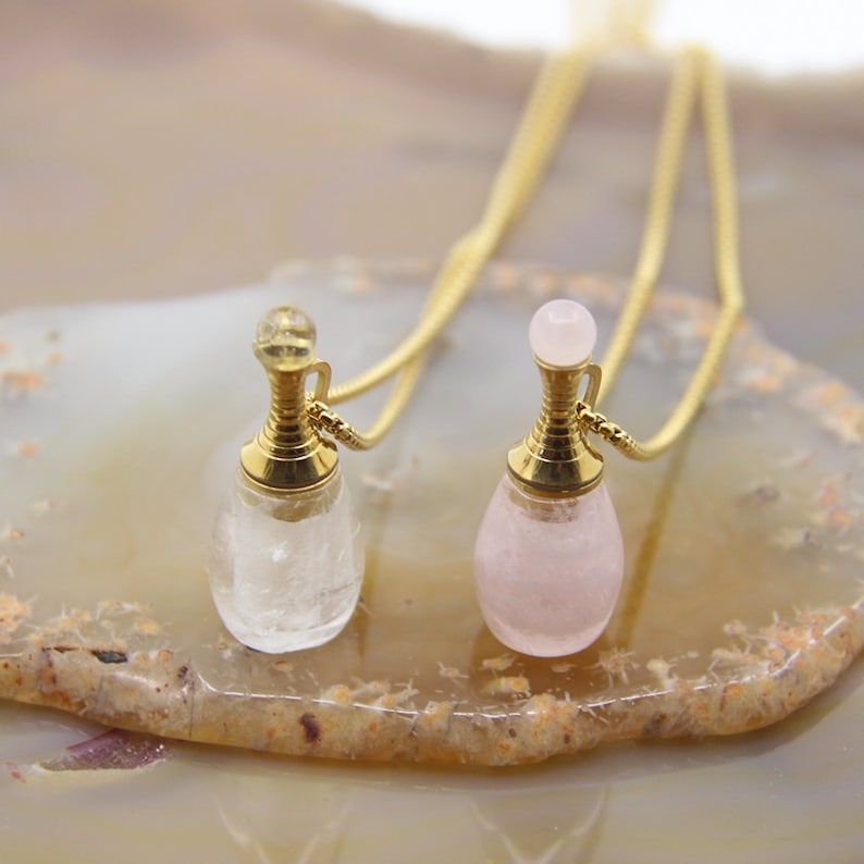 Natural Crystal Essential Oil Diffuser Amethyst Vial Pendants - Etsy