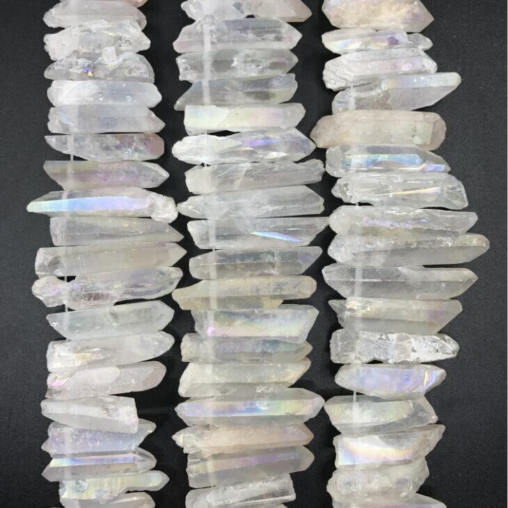 AB Titanium White Crystal Stick Beadsrough Raw Rock Quartz - Etsy