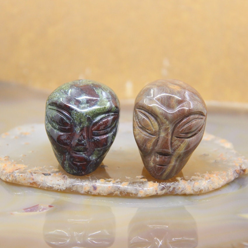 1.8 Inches Natural Gemstones Carved Alien Skull Home | Etsy