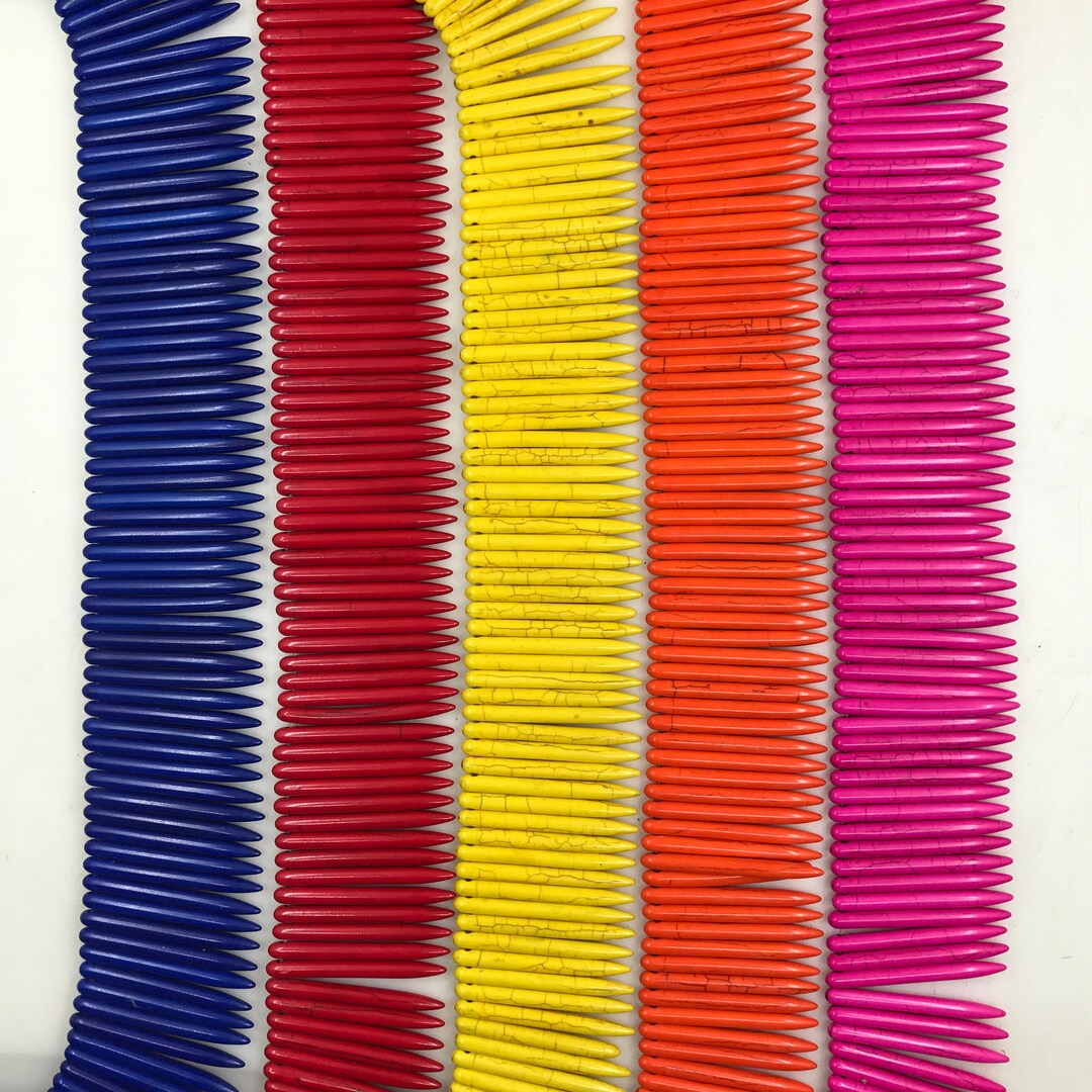 Colorful Turquoise Spike Beads, 48mm Tusk Pendants (80-85pcs/strand) - Etsy
