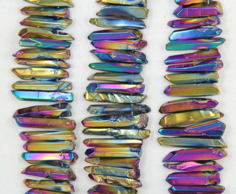Approx 46pcs Smooth Titanium Rainbow Quartz Point Pendant | Etsy