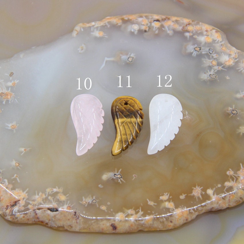 Natural Gemstone Angel Wing Pendants, Carved Stone Charms (12x24mm) - Etsy
