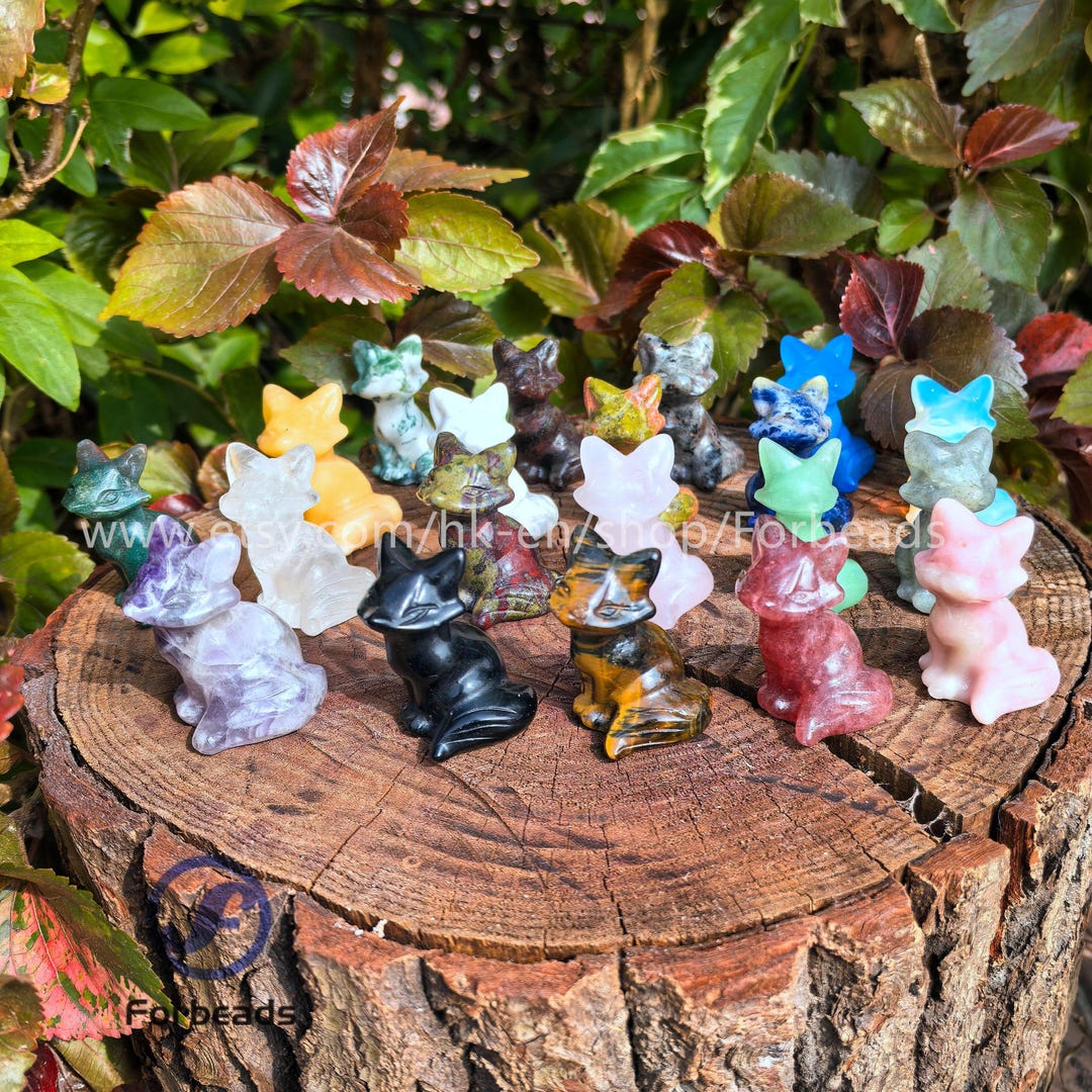 1.5" Carved Fox Figurine Home Decoration,natural Gemstone Quartz Fox ...