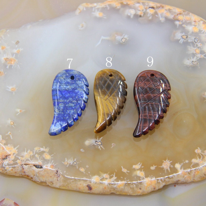 3-10pcs 15x30mm Carve Gemstone Angel Wing Pendants | Etsy