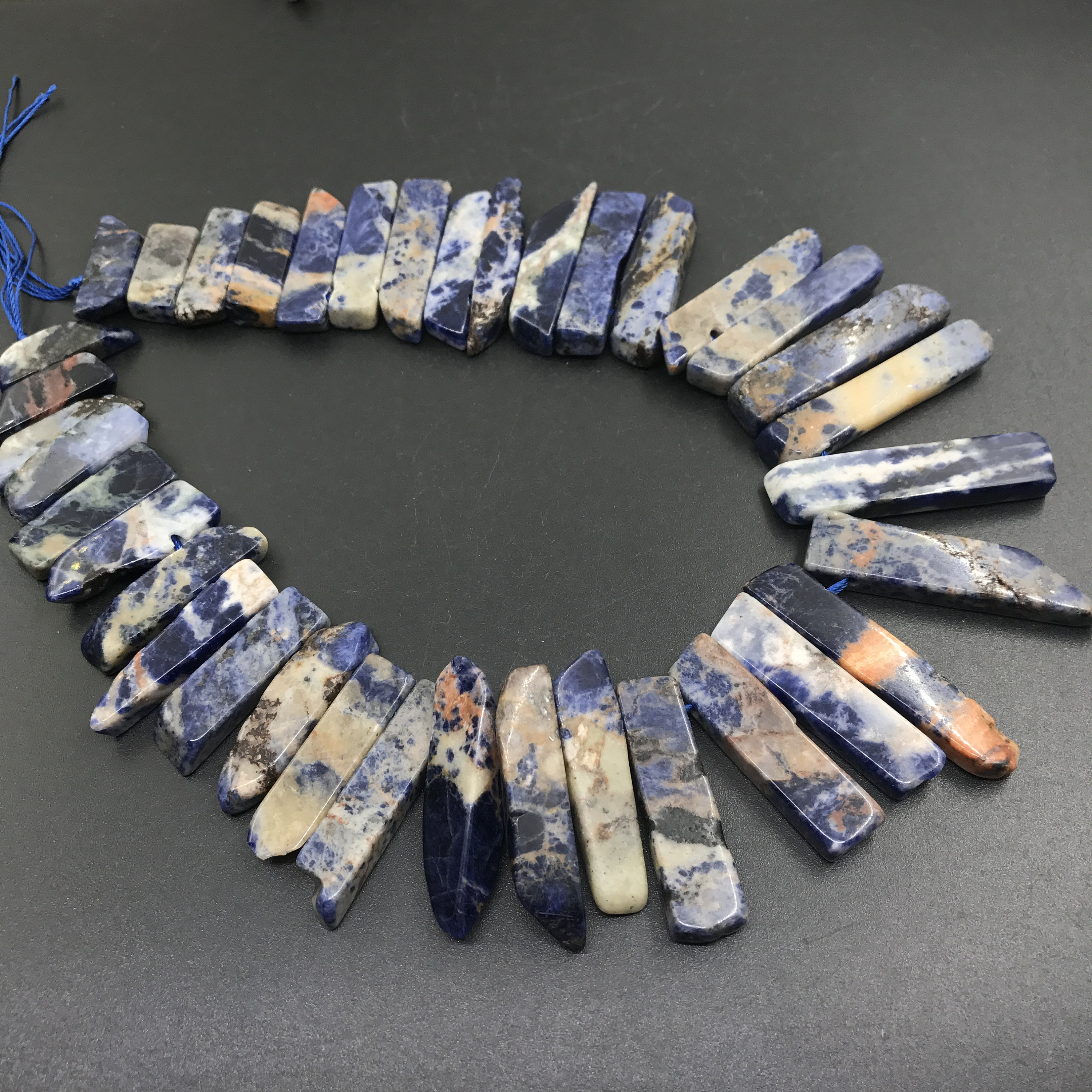 Top Drilled Gemstone Slice Beads, Raw Sodalite Agate Crystal Stick ...