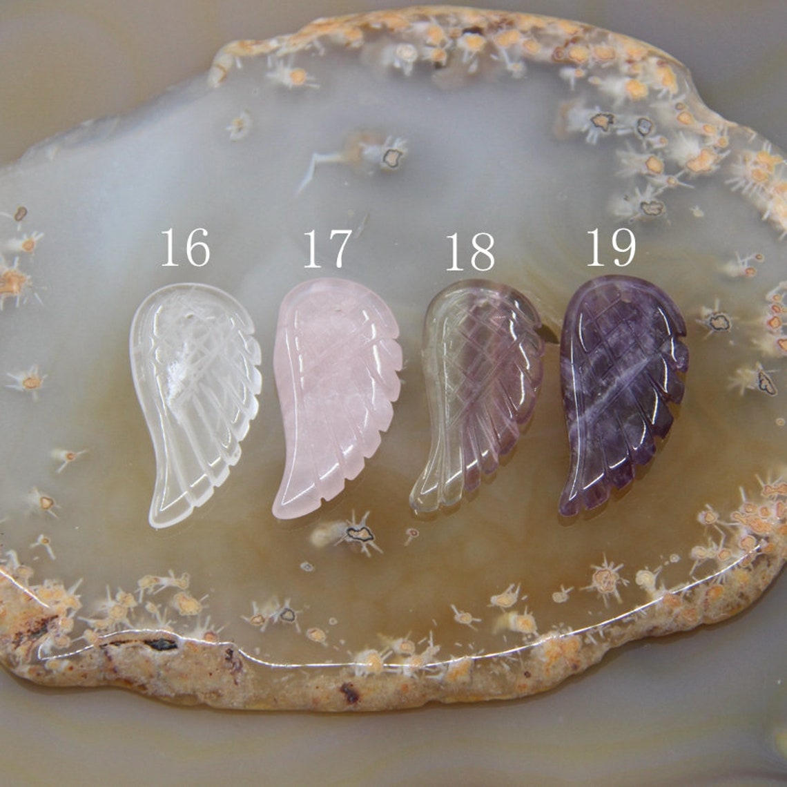 3-10pcs 15x30mm Carve Gemstone Angel Wing Pendants | Etsy