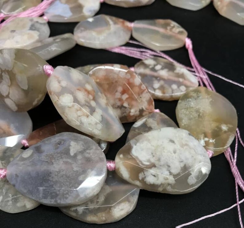 New ArrivalRaw Pink Sakura Flower Agate Faceted Oval Slab | Etsy