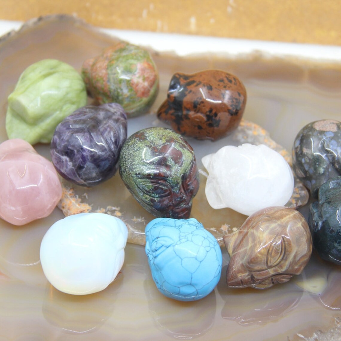 1.8 Inches Natural Gemstones Carved Alien Skull Home | Etsy