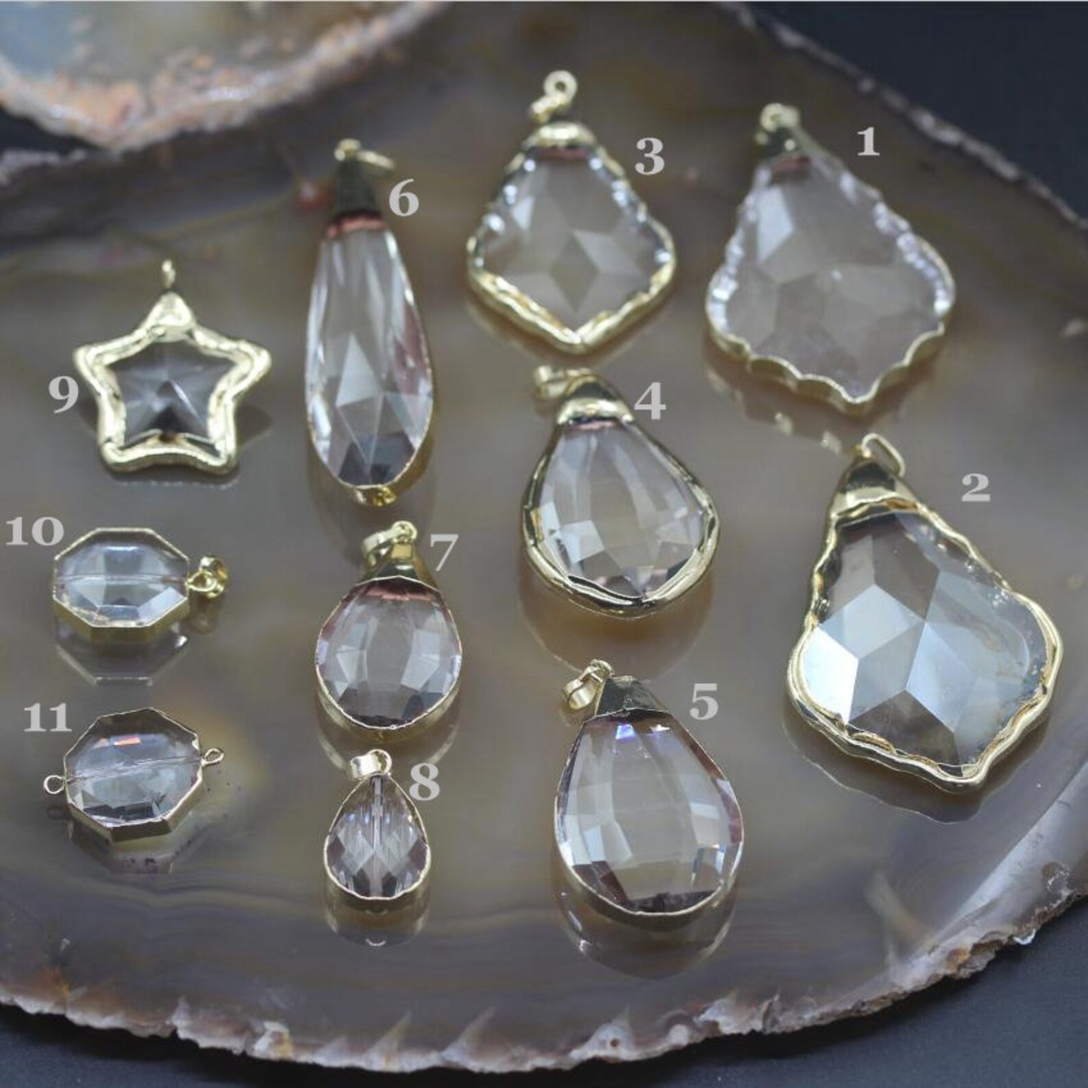 5pcs/lot11 Style Choice Gold Plated Bails Bezel Glass Crystal - Etsy