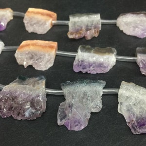 9pcs,top Drilled Natural Amethyst Slab Nugget Beads,raw Purple Quartz ...