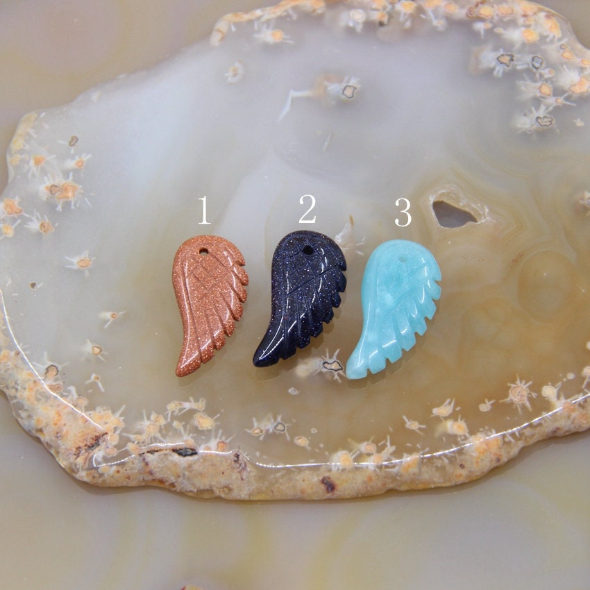 3-10pcs 12x24mm Carve Angel Wing Pendants Earrings,natural Gemstone ...