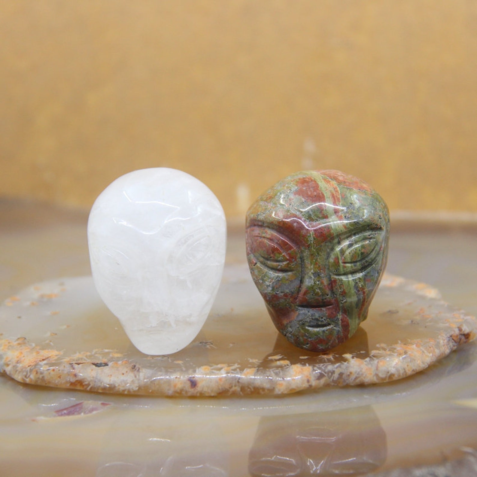 1.8 Inches Natural Gemstones Carved Alien Skull Home | Etsy