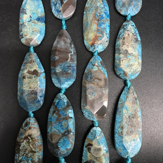 Natural Blue Ocean Agate Faceted Slice Nuggetraw Ocean Jasper - Etsy