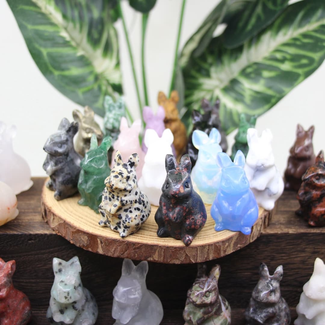 1.5 Cute Rabbit Statue Home Decor,hand Carved Natural Gemstone Amethyst ...