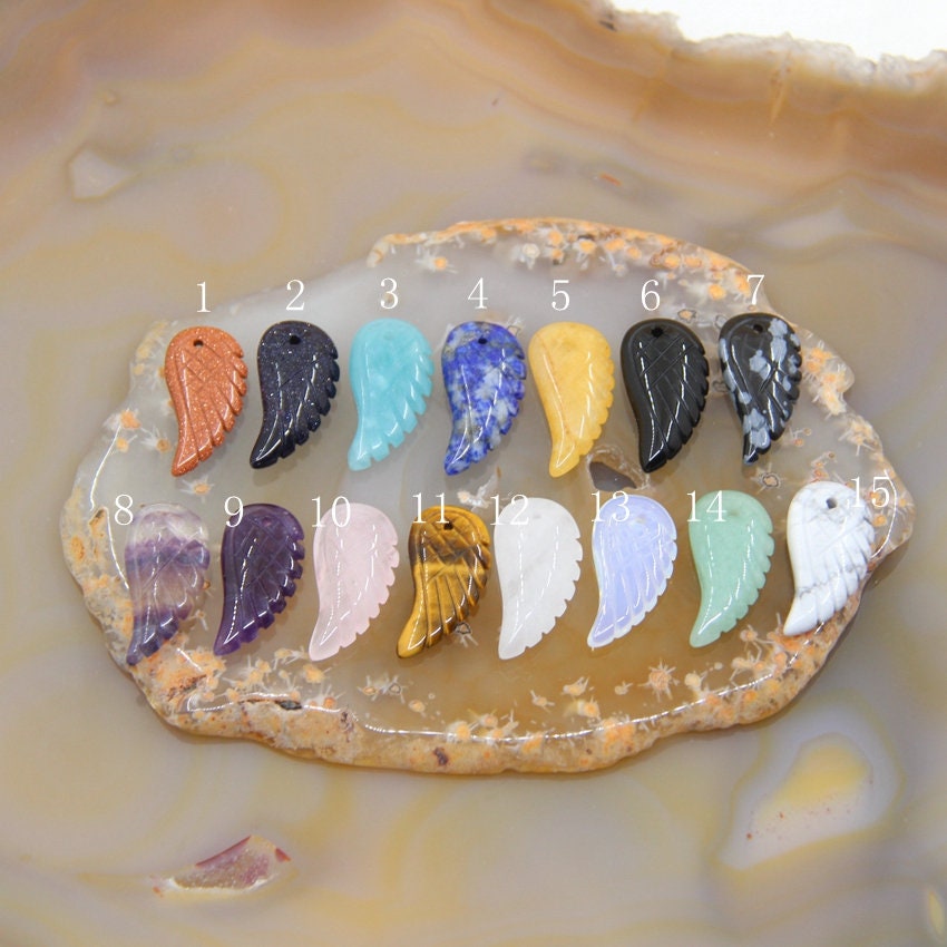 3-10pcs 12x24mm Carve Angel Wing Pendants Earrings,natural Gemstone ...