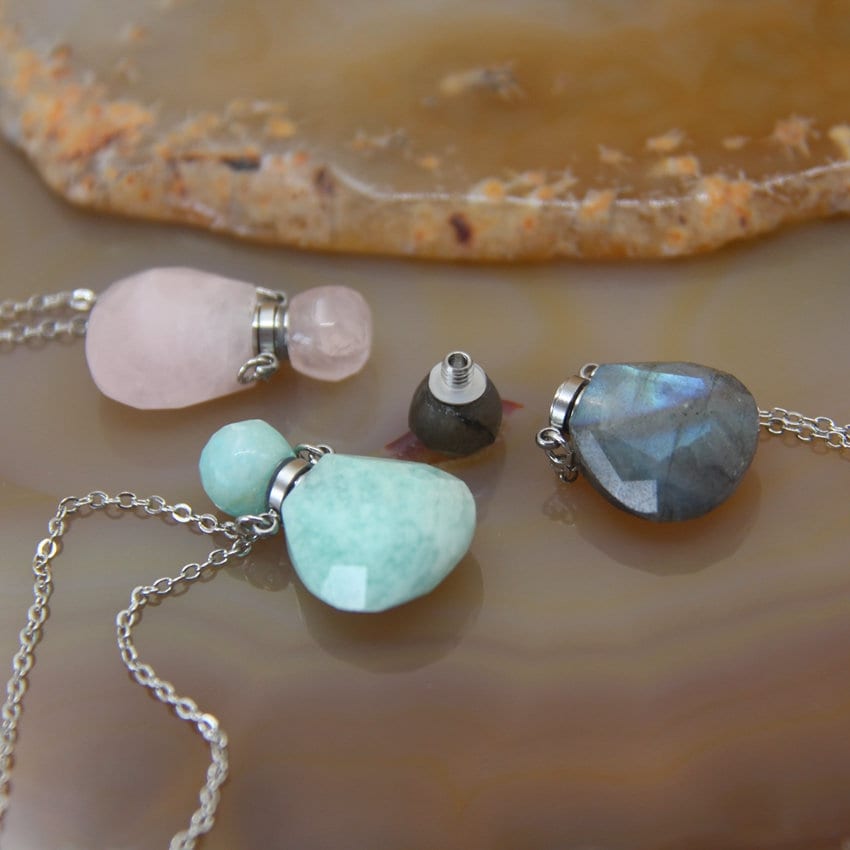 New Mini Labradorite Perfume Bottle Pendants Necklace16x26mm | Etsy