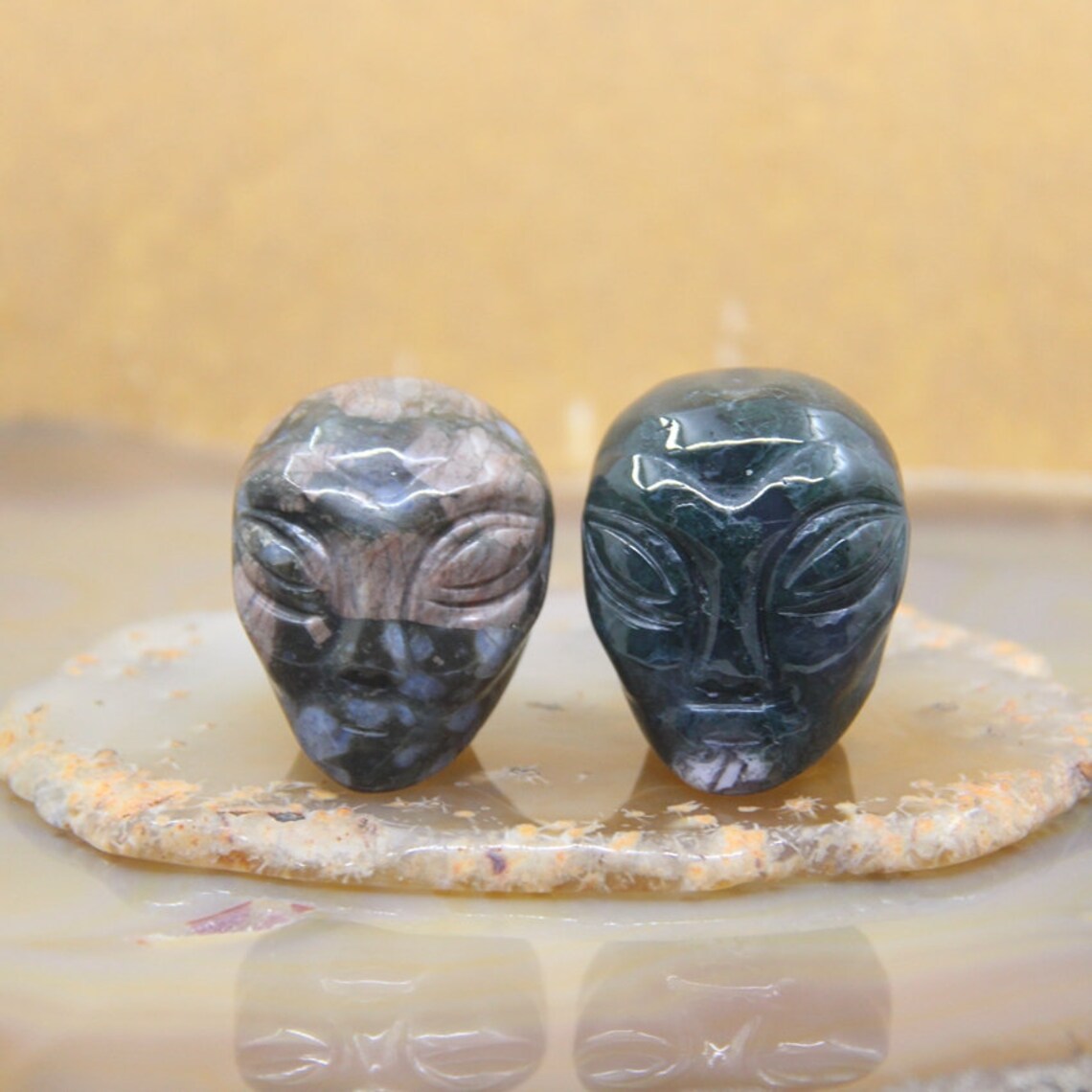 1.8 Inches Natural Gemstones Carved Alien Skull Home | Etsy