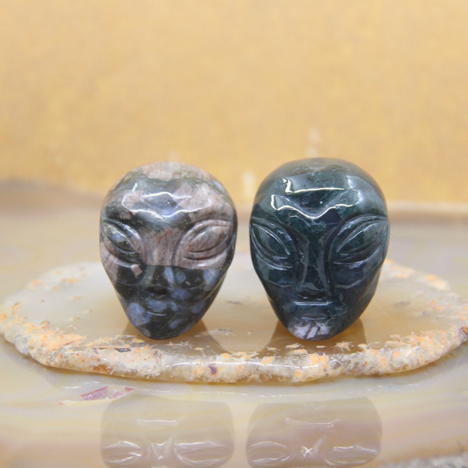 1.8 Inches Natural Gemstones Carved Alien Skull Home | Etsy