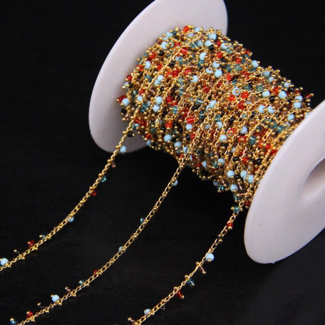 Multicolor Glass Glass Bead Chains Jewelry Findings,tiny Cube Glass ...