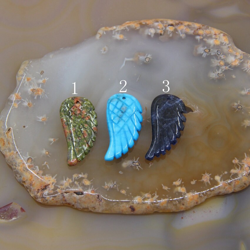 3-10pcs 15x30mm Carve Gemstone Angel Wing Pendants | Etsy