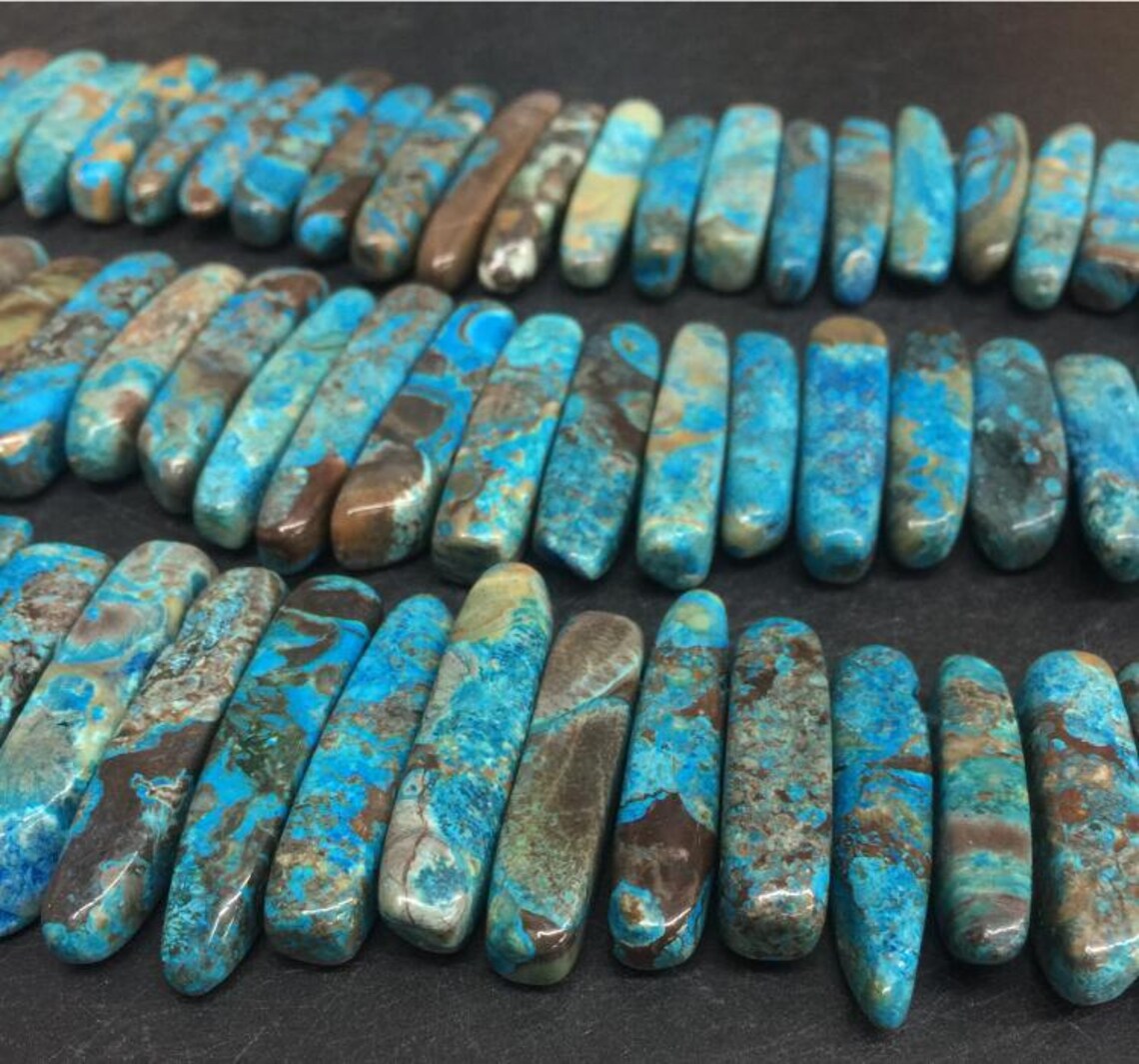 Blue Ocean Jasper Faceted Long Pointsnatural Jasper Top - Etsy