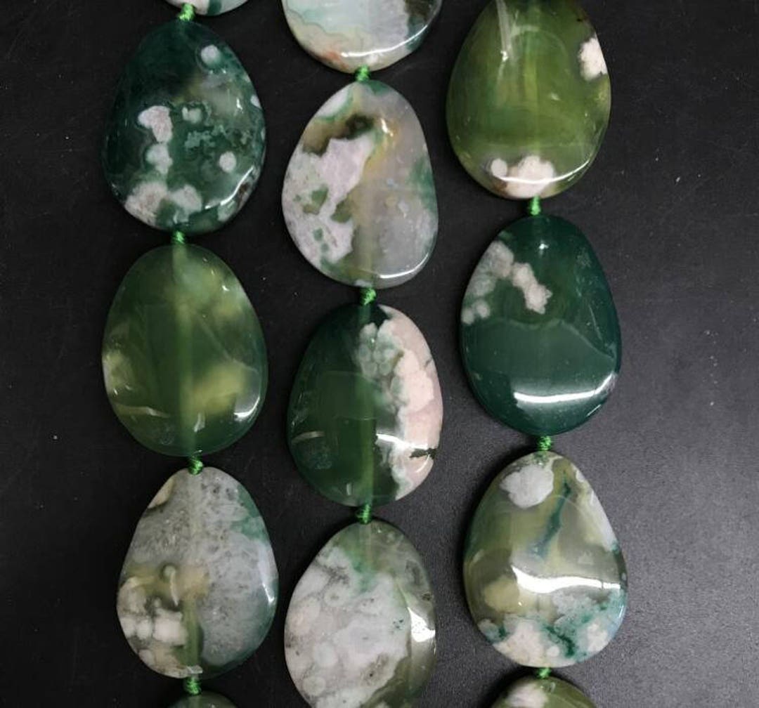Sakura Agate Slab, Green Cherry Flower Pendant (9pcs/strand) - Etsy