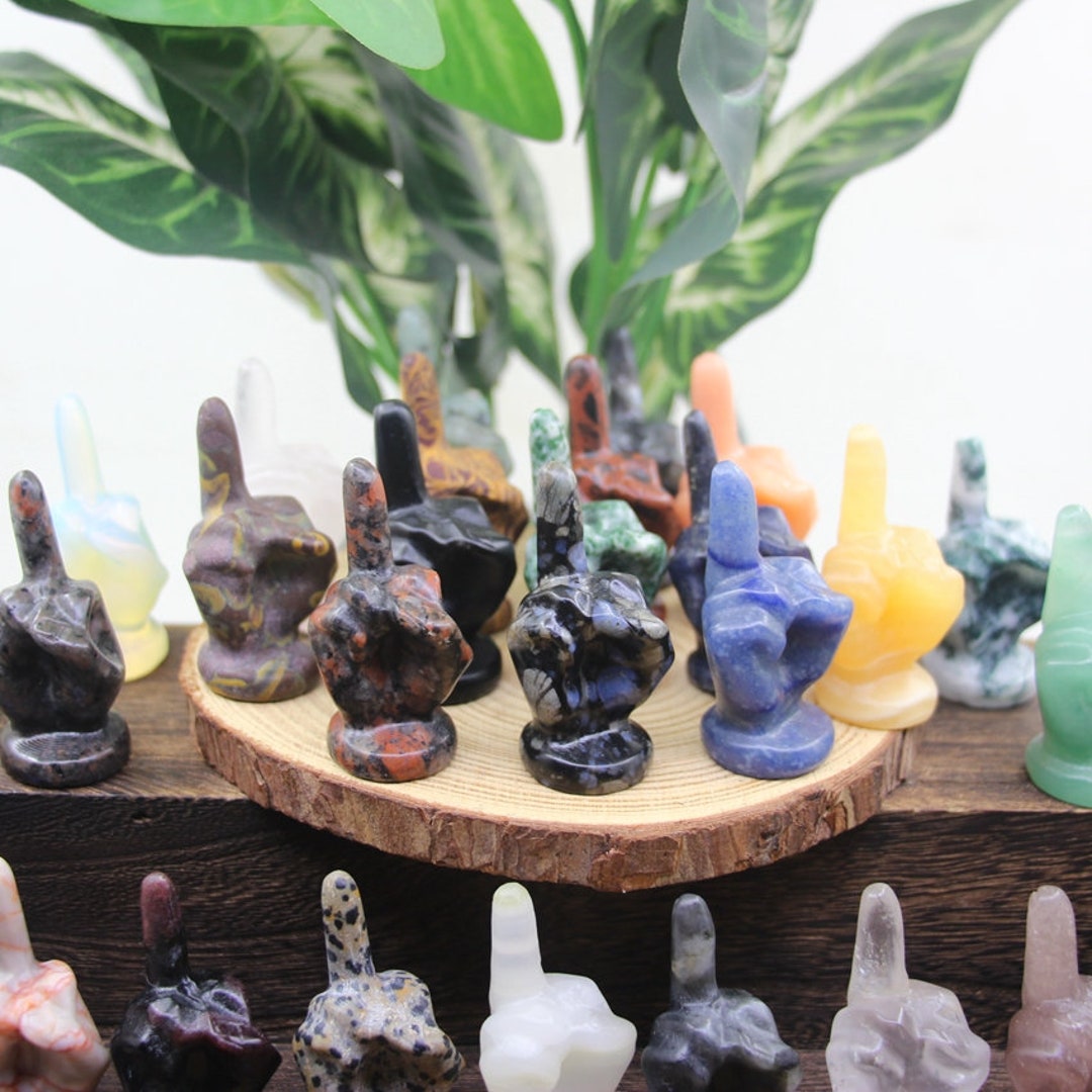 2 Middle Finger Statue Creative Crafts Home Decor Carved Gemstone ...
