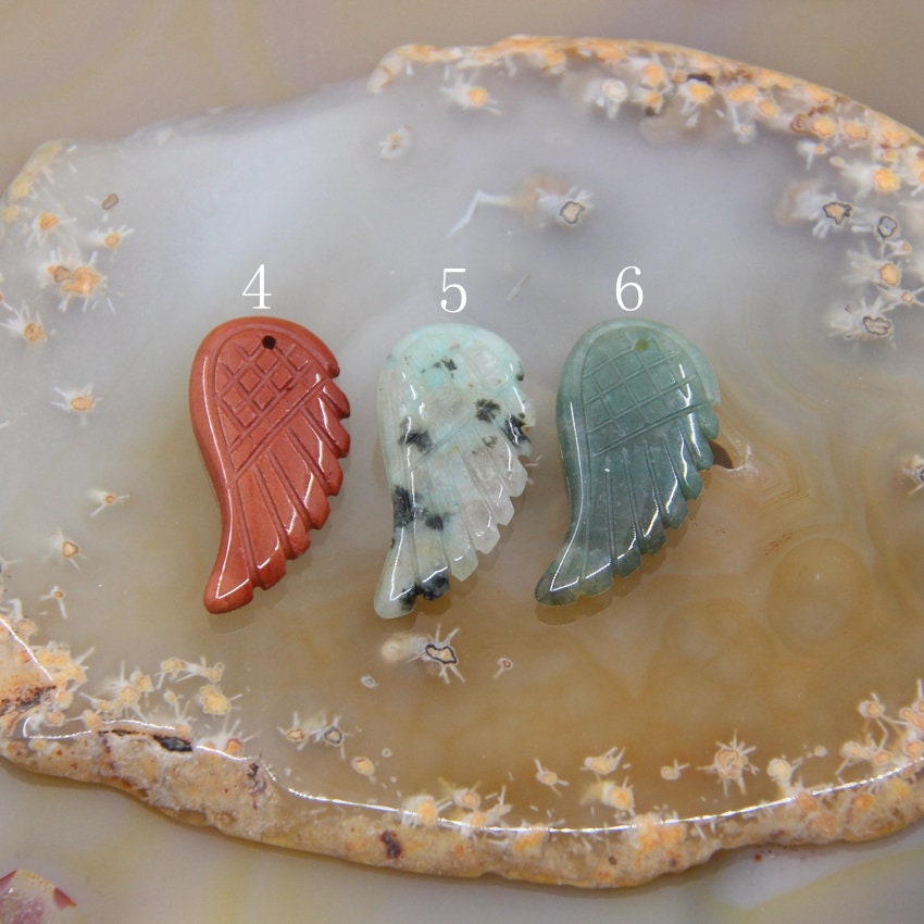 3-10pcs 15x30mm Carve Gemstone Angel Wing Pendants | Etsy