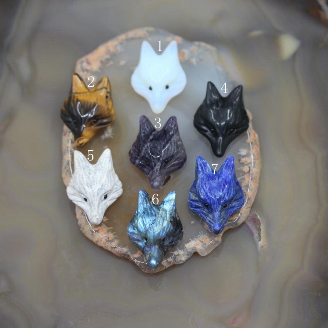 7 Stones Choice,carved Fox Head Pendants,flash Labradorite Amethyst ...